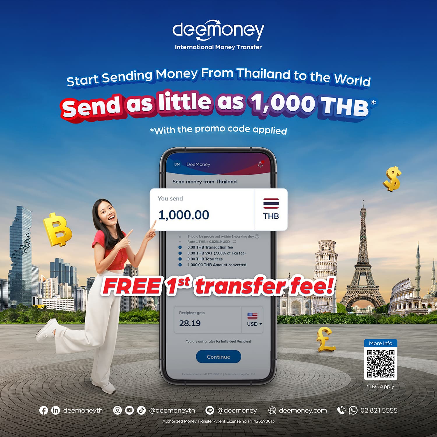 Money transfer from Thailand to The World with DeeMoney